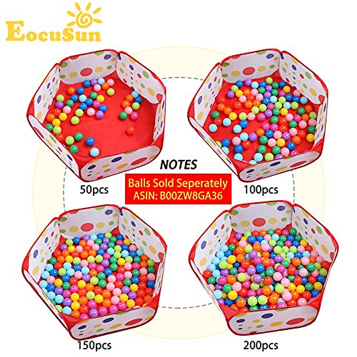 EocuSun Kids Ball Pit Large Pop Up Toddler Ball Pits Tent for Toddlers Girls Boys for Indoor Outdoor Baby Playpen w/Zipper Storage Bag, Balls Not Included (ARed)