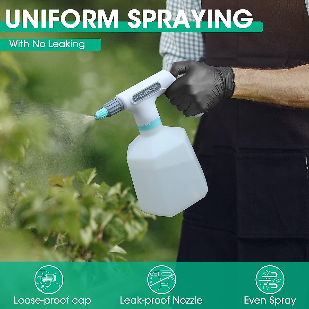 HAUSHOF 35 Fl Oz Battery Powered Sprayer Garden Mister, 1L Automatic Spray Bottle, Rechargeable Electric Spray Bottle with Adjustable Spout for Lawn, Indoor/Outdoor Plant, Fertilizing, Cleaning