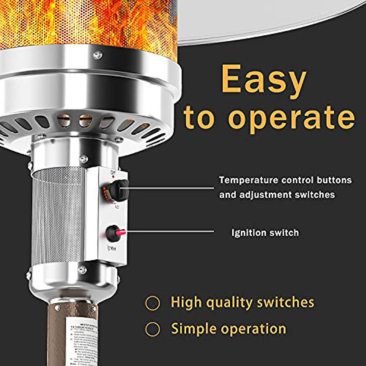 Patio Heaters Outdoor Propane Heater - Outdoor Portable Heaters with Wheels - Commercial Stainless Steel Gas Space Heaters for Garden, Patio, Outdoor, Porch and Pool