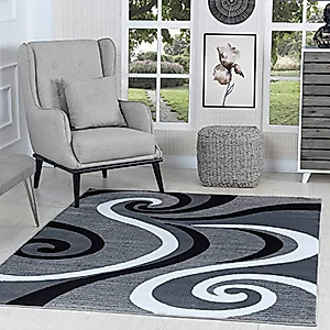 GLORY RUGS Black Area Rug 8x10 Gray Modern Carpet Bedroom Living Room Contemporary Dining Accent Sevilla Collection 4817A (Grey Black)