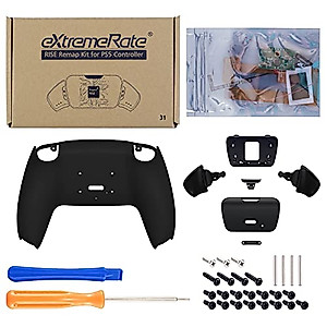 eXtremeRate Black Back Paddles Programable Rise Remap Kit for PS5 Controller BDM-030, Upgrade Board & Redesigned Back Shell & Back Buttons Attachment for PS5 Controller - Controller NOT Included