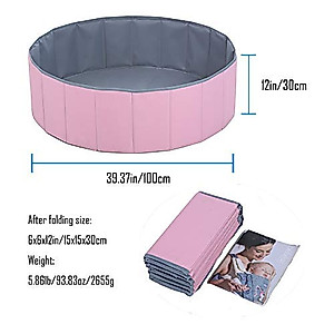 PlayMaty Ball Pits - Folding Portable Baby Kids Play Ball Pool Double Layer Oxford Cloth Not Need to Inflate Stable Ball Pool for Toddler (Balls Not Included) (Pink)