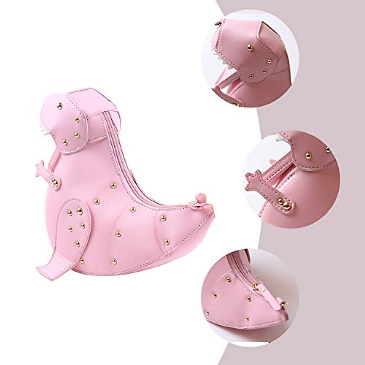 LUI SUI Women Dinosaur Shape Shoulder Bag Rivet Chic Purse Whale Animal Bags Novelty Crossbody Bags For Girls