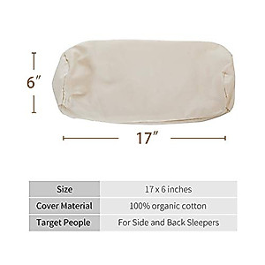 Lofe Organic Cotton Pillow Case - One Pack 17''×6'' Cylindrical Pillow Cover - 100% GOTS Certified Organic Cotton - 300 TC Thread Count - Soft, Safe and Hypoallergenic - Off White
