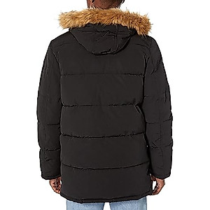 Tommy Hilfiger mens Arctic Cloth Full Length Quilted Snorkel Jacket Down Alternative Outerwear Coat, Black, Large US