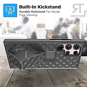 Rome Tech Belt Clip Phone Case for Samsung Galaxy S22 Ultra 5G 6.8" (2022) [NOT for S22] Slim Heavy Duty Rugged Slide Hip Holster Cover with Kickstand Compatible with Samsung Galaxy S22 Ultra - Black