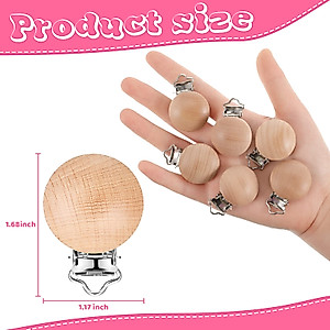 30 Pieces Natural Beech Wood Pacifier Clips Teething Grasping Toy Suspender Clips Wood Pacifier Clip Holder Charm DIY Clips (30 Pieces)