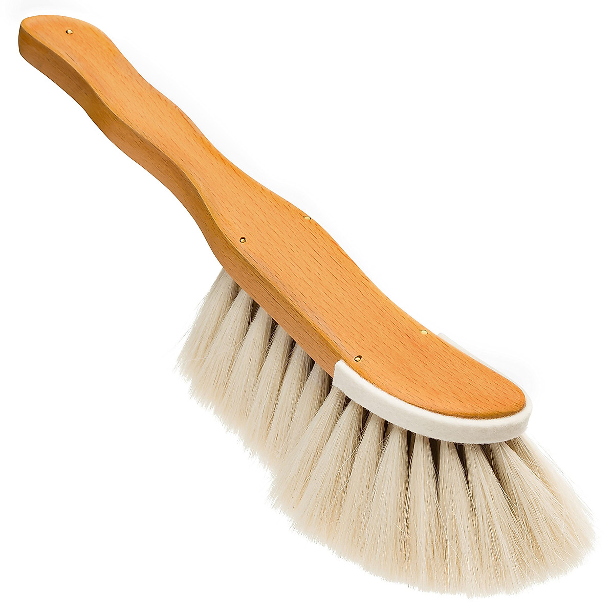 REDECKER S-Shaped Dust Brush with Goat Hair Bristles and Waxed Beechwood Handle, Made in Germany - Dust Brush for Books - Goat Hair Dusting Brush