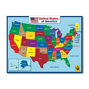 UNCLE WU United State Map Laminated Poster -Double Side Educational Poster For Kids/Adults -18 x 24 inch Waterproof Map For Home Classroom