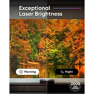 NOMVDIC P2000 Ultra Short Throw 4K Triple Laser Projector, 2500 ANSI Lumen, 50W Speaker, Dolby & DTS Support​, 3D, HDR10, UST Projector Laser TV for Home Cinema (Fire TV Stick 4K Max Included)