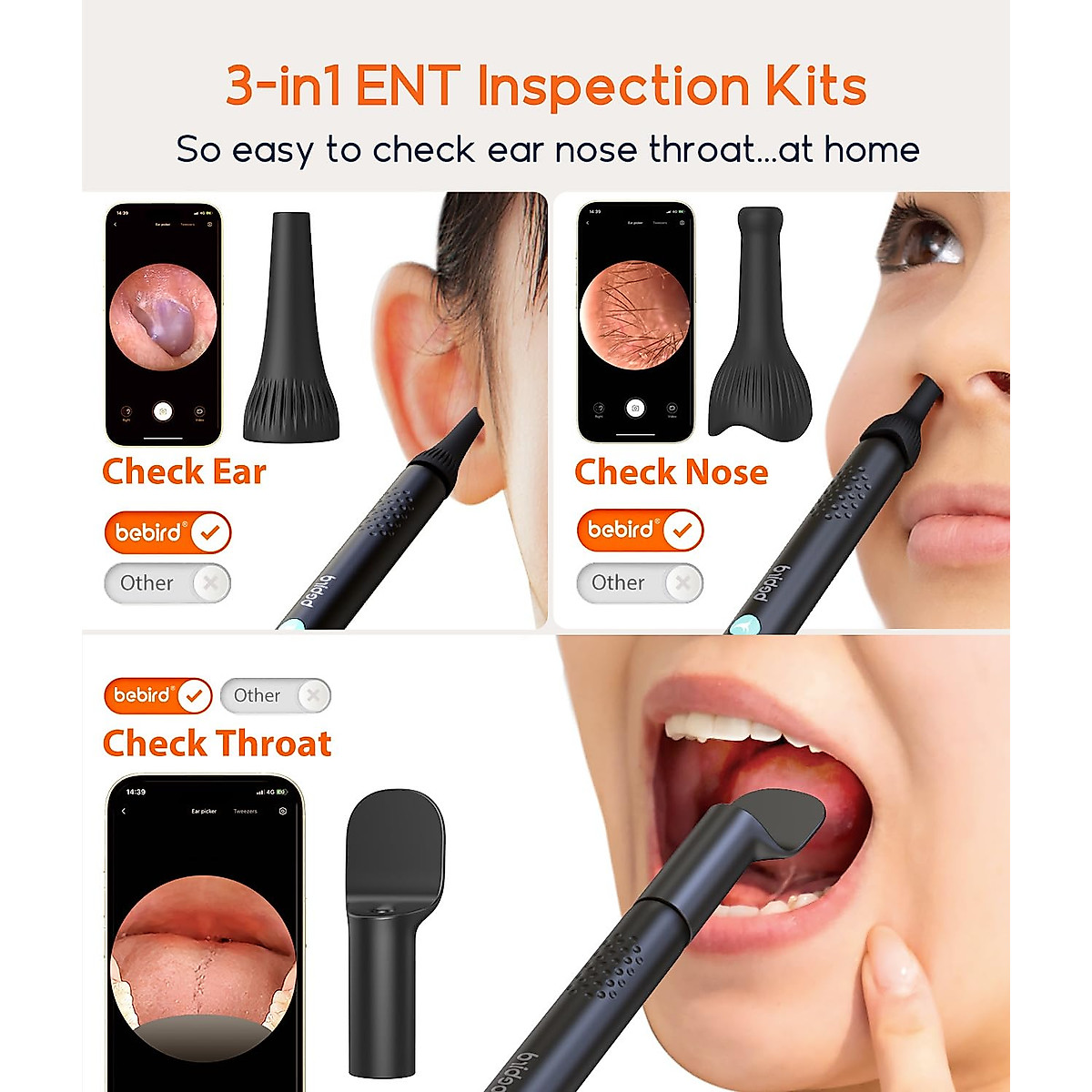 BEBIRD Ear Wax Removal Tool - R1 Upgraded Ear Cleaner with 1080P Camera, Smart Visual Earwax Remove Kits with 7 Pcs Ear Set for Daily Ear Pick, 6 LED Lights, 5 Types of Ear Scoop Ear Tips Replacement