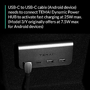 TEMAI Tesla Model 3/Y Wall Connector Style PD QC3.0 Charging Cable (USB-C to USB-C) - Light on When Connects to a Device