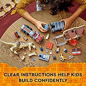 LEGO Jurassic World T. rex & Atrociraptor Dinosaur Breakout 76948 Dino Toy Set, Gift Toys for Kids Age 8 Plus with 4 Minifigures, Market and Truck, 2022 Movie Inspired