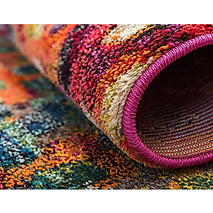 Unique Loom Jardin Collection Colorful, Vibrant, Abstract, Modern Area Rug, 3 ft 3 in x 5 ft 3 in, Multi/Blue