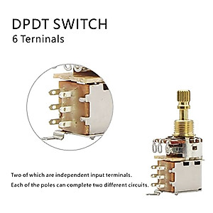 FLEOR 2pcs A250K Push Push Guitar Pots Short Copper Split Shaft Audio Taper Potentiometers