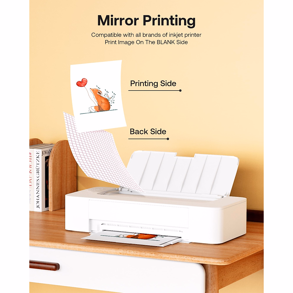 Hiipoo 10pc Light Heat Transfer Paper 8.5x11" Iron-on Transfer Paper for T-Shirt Sheets Printable and Washable Transfer Paper for Inkjet Printer