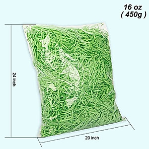 Green Craft Shredded Paper Grass for Easter Baskets and Gift Wrapping - 16oz (1lb) Easter Grass Filler for Easter Party Decorations and Stuffers