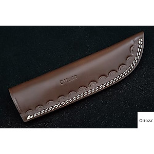 Ottoza Handmade Leather Knife Sheath SIDE DRAW Knife Sheath - Bushcraft Knife Sheath - Hunting Knife Sheath - Survival Knife Sheath - Vertical Knife Sheath Dark Brown TOP GRAIN LEATHER No:111