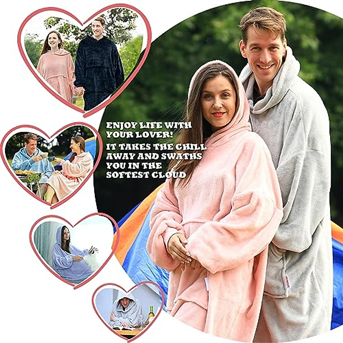 Daverose Oversized Wearable Blanket Hoodie for Women Men Adults, Fleece Hoodie Blanket Sweatshirt with Giant Hood & Pocket for Teens, Cozy Hooded Blanket as A Gift Indoor & Outdoor, Black