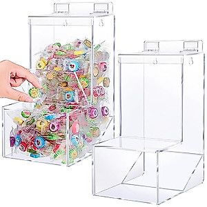 Thyle 2 Pcs Acrylic Candy Dispenser Bin Candy Storage with Lids Clear Snack Dispenser Acrylic Storage Box Small Bulk Accessories Organizer for Candy Bars Coffee Creamers Finger Cots Clean Wipes