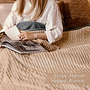 HOMISPRITE Heated Blanket Full Size 72"x84",ETL Certification- 6 Heating Levels Electric Blanket&1-10 Hour Auto Off,Heating Blanket with Dual Controller(Beige)