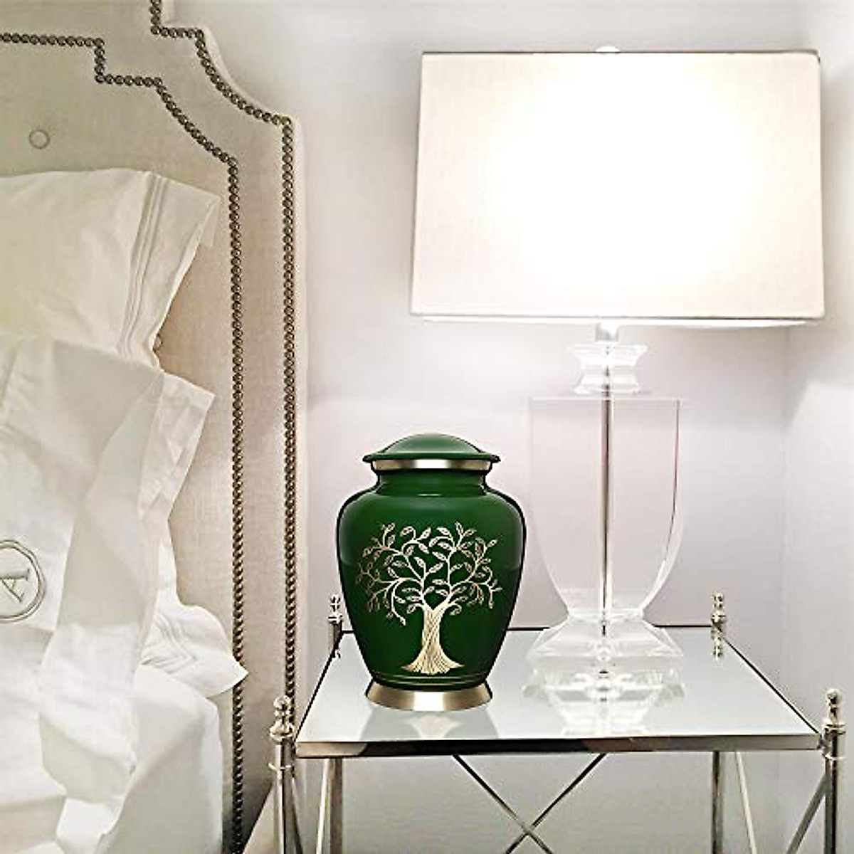 Trupoint Memorials Cremation Urns for Human Ashes - Decorative Urns, Urns for Human Ashes Female & Male, Urns for Ashes Adult Female, Funeral Urns - Dark Green, Large