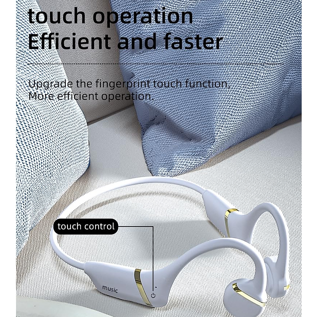 Neckband Bluetooth Earphone Bluetooth Headphones Secure Fit Surround Sound Wireless Open-Ear Headphones 32G Memory for Sports (Red)