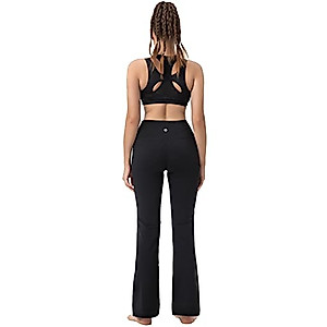 BUBBLELIME 29"/31"/33"/35"/37" 4 Styles Women's High Waist Bootcut Yoga Pants - Basic Nylon_Black M-29 Inseam