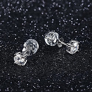 CASSIECA Moissanite Stud Earrings 0.6ct-4ct D Color VVS1 Clarity Brilliant Round Cut Lab Created Diamond Earrings 18K White Gold Plated 925 Sterling Silver Moissanite Earrings