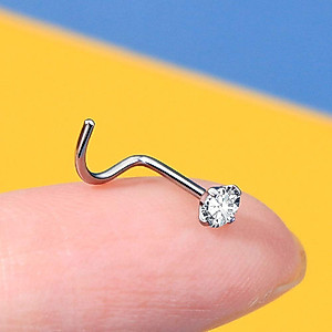 COCHARM 3pcs G23 Titanium 20g Nose Stud Pack Nose Piercing Stud Nose Rings for Women Surgical Steel Screw Nose Stud Star Heart Nose Stud Corkscrew Nose Jewelry Hypoallergenic