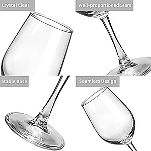 YANGNAY Wine Glasses (Set of 12, 12 Oz), All-Purpose Red or White Wine Glass with Stem, Durable, Dishwasher Safe