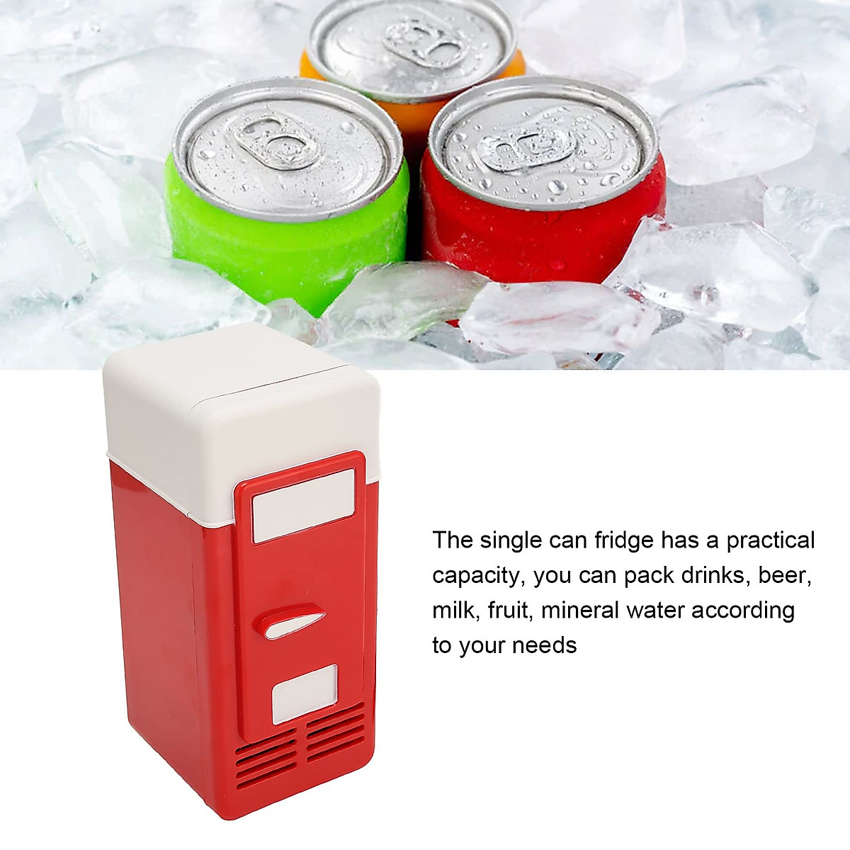 PUSOKEI Car Fridge, Isolated Cooling, Mini Fridge with Cooling and Heating Function, USB Powered, Energy Saving Semiconductor, Low Decibel, for Cosmetics Beverages(red)