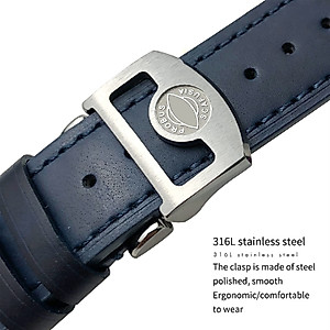 CRFYJ 20mm 21mm 22mm Rivet Calfskin Leather Watch Band Fit for IWC Watch Big Pilot IW5009 Spitfire IW3777 Le Petit Prince Mark Strap (Color : Black White 1, Size : 21mm)