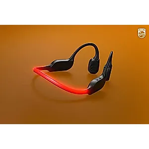 Philips GO A7607 Open-Ear Bone Conduction Bluetooth Headphones with Bluetooth Multipoint, IP66 Water-Resistant, Black