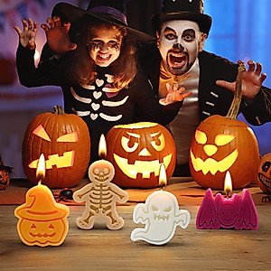 WHOLEV 4pcs Christmas Candles Set Freesia Scented - Pumpkin, Skeleton, Ghost & Bat Candles, Cute Christmas Decoration Candle, Perfect for Christmas Table Decor, Parties, New Year Decor, Party Favors