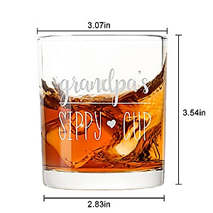 Grandpa's Sippy Cup Whiskey Glass 10Oz, Whiskey Rocks Glass for Grandfather, New Grandpa - Funny Old Fashioned Whiskey Glass for Christmas, Birthday, Father’s Day, Scotch Glass Gift for Rum Bourbon