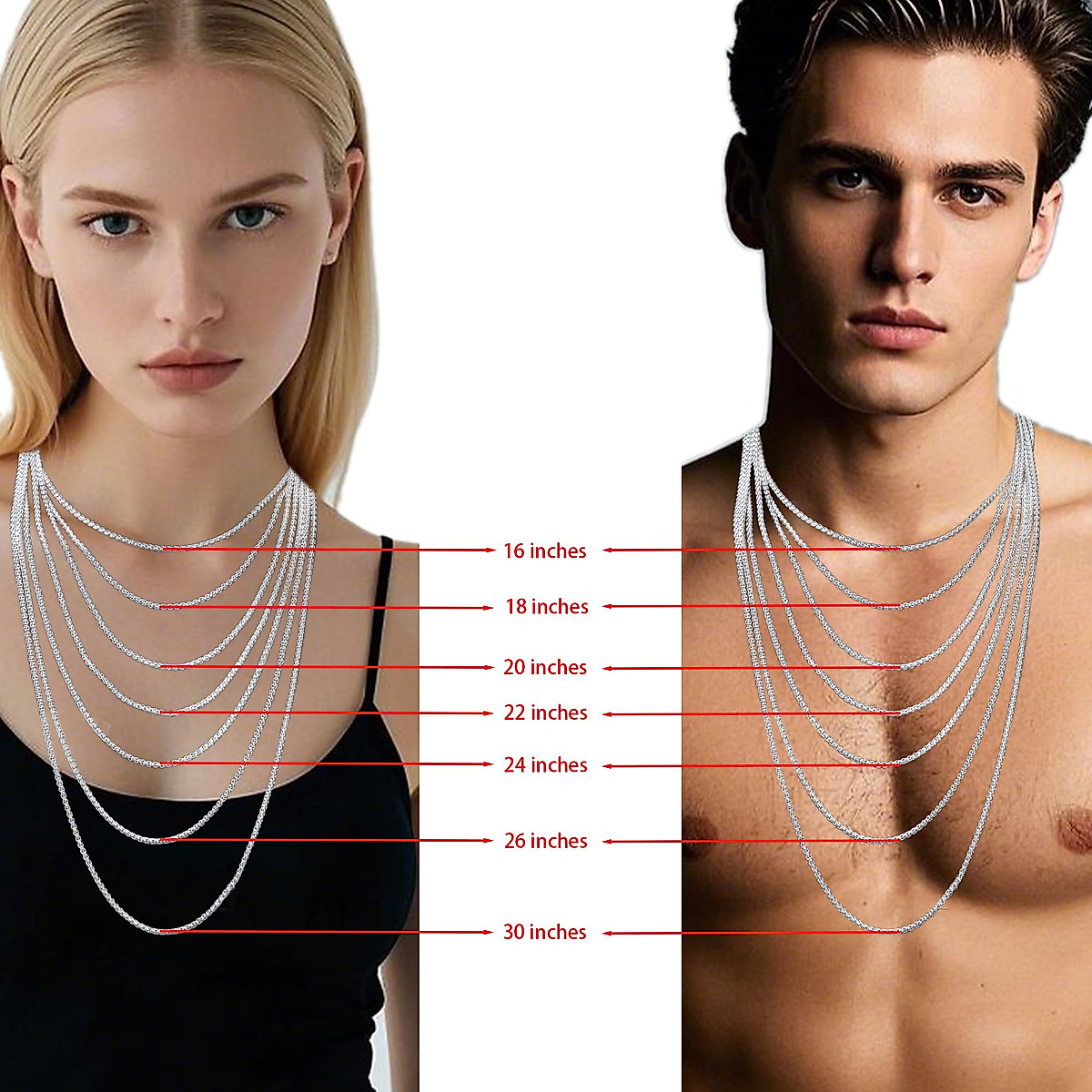 nometo 925 Sterling Silver Necklace, 2.5mm Box Chain, Unisex, 16-30 Inches, Lobster Claw Clasp, Italian Craftsmanship