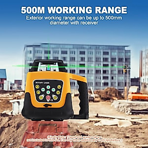 Iglobalbuy Rotary Laser Level Green Laser Self Leveling Kit, 500M Green Beam 360° Automatic Horizontal/Vertical Self-leveling Rotary Rotating Laser Level with Remote Control + Receiver
