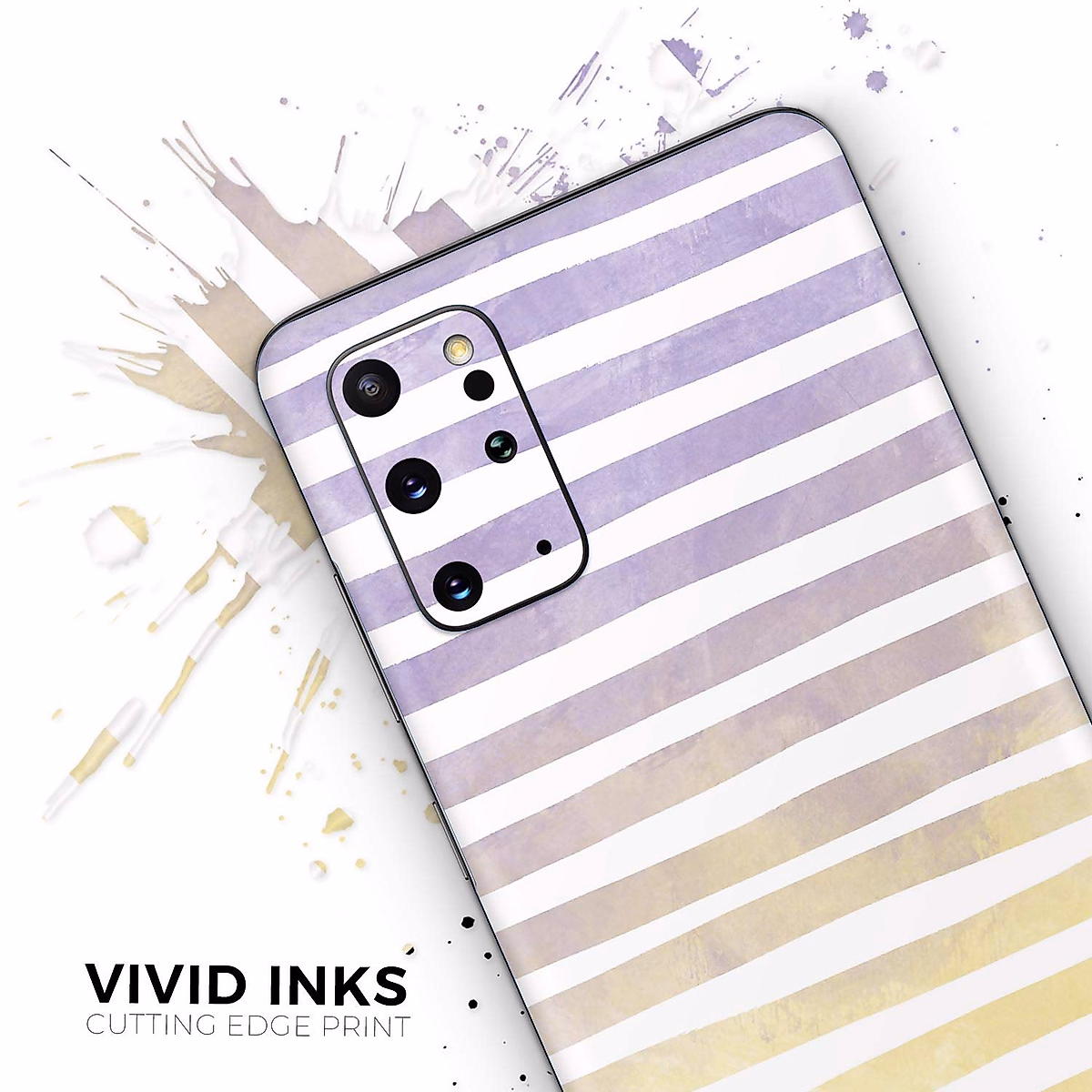 DesignSkinz Purple to Yellow Watercolor Ombre Stripes Protective Vinyl Decal Wrap Skin Cover Compatible with The Samsung Galaxy S20 (Screen Trim & Back Glass Skin)
