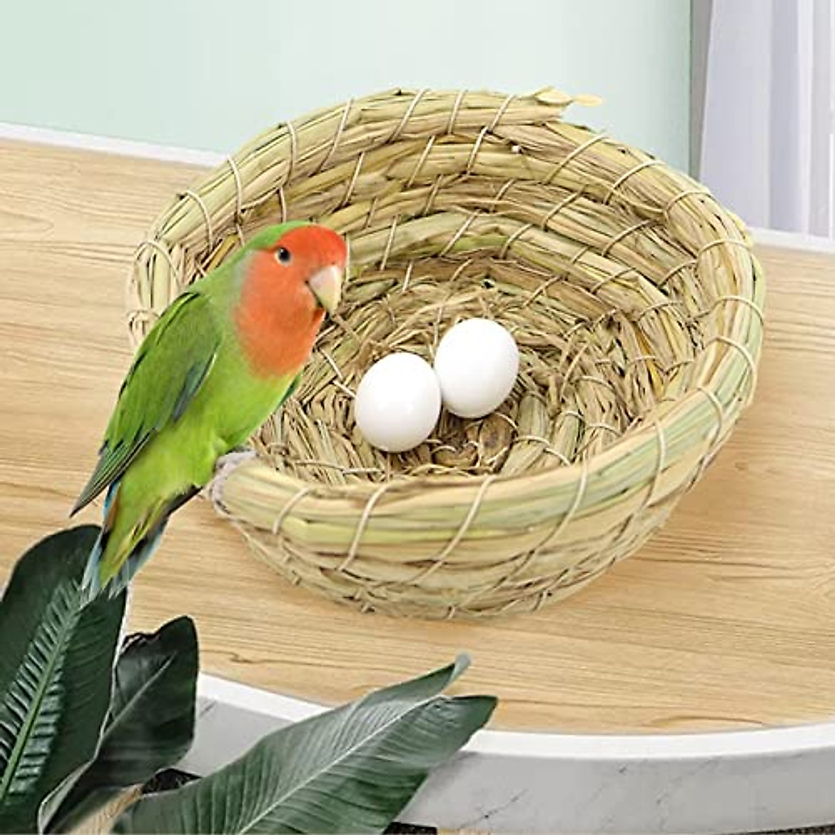 Yu’s north Bird Breeding Nest Bed for Parakeet Cockatiel Canary Lovebird and Small Parrot Cage Hatching Nesting Box (Straw)