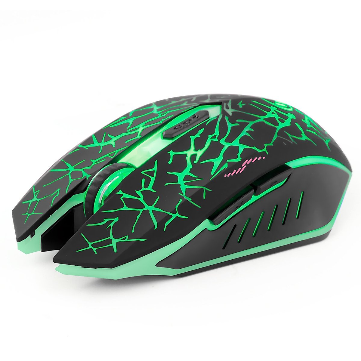 VEGCOO C12 Wireless Gaming Mouse,Rechargeable Mice Silent Click Cordless Mouse with 6 Buttons PC Gaming Mice Advanced Technology with 2.4GHZ Up to 2400DPI for PC Laptop (Green)