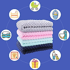 SWEET DOLPHIN Sherpa Minky Baby Blankets for Crib Stroller Nap, Fuzzy Warm Cozy Soft Receiving Blankets Unisex for Boys, Girls, Kids, Toddler, Infant - Lignt Grey - 30x40 inches