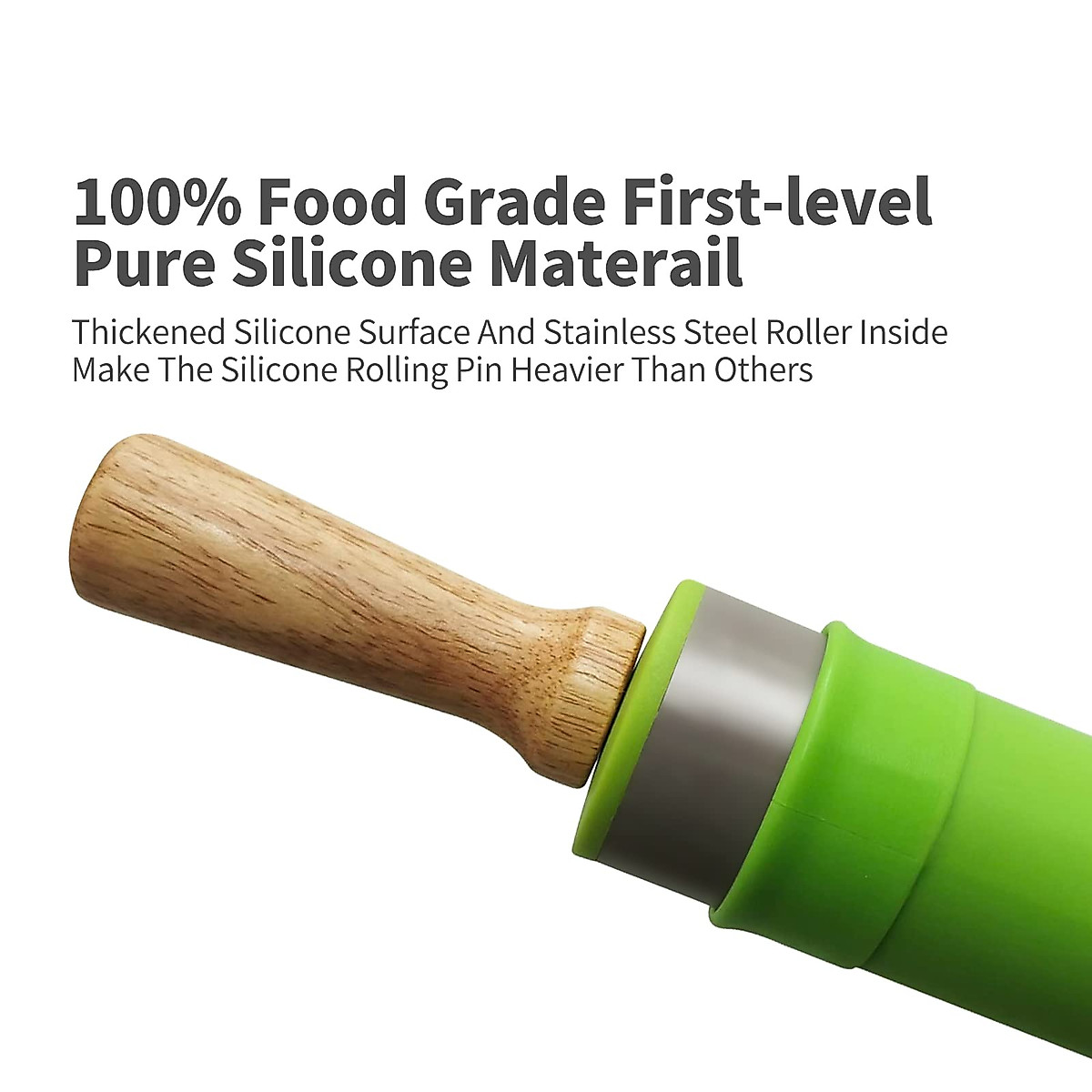 Non Stick Rolling Pin & Extra Large Silicone Baking Mat "25 X 18" Non-Stick Pastry Mat a free Silicone Spatula, Non-stick Silicone Dough Rollers Set with Measurements Kneading Pastry Mat