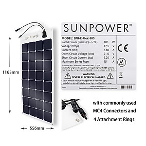 ExpertPower 100W Flexible Solar Panel| High-Efficiency Module with Monocrystalline Maxeon Solar Cells for RV, Boat, Camping and Generator Charging Applications