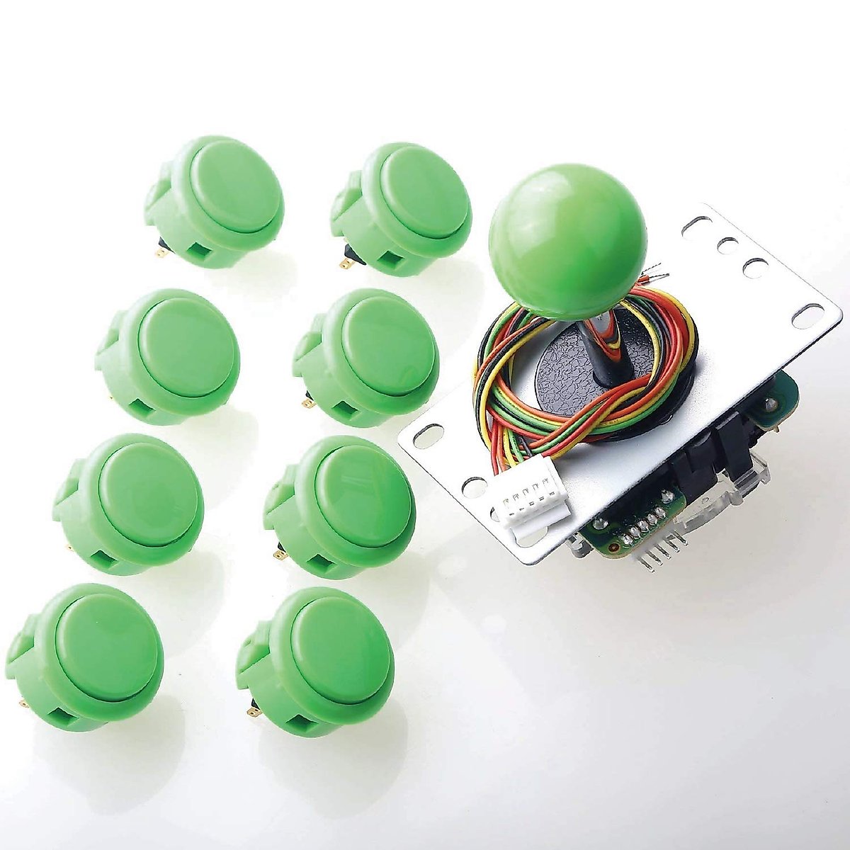 SANWA JLF-TP-8YT Joystick 8 pcs OBSF-30 Push Button Bundle Kit Color : Green - for Arcade Game 4 & 8 Way Adjustable, Compatible with Catz Mad SF4 Tournament Joystick S@NWA