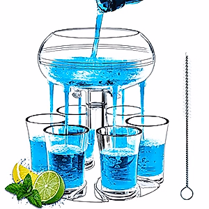 MOKOQI Acrylic Shot Glasses Dispenser, 6 Shot Glass Dispenser and Holder for Liquid Fun Drinking in College, Camping, 21st Birthday Home Parties