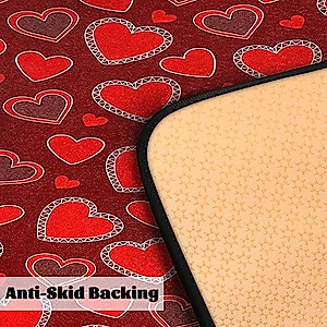 KOBLEN Red Love Heart1 Kitchen Rugs Non Slip Washable Absorbent Kitchen Mats 20x39 inch Cushioned Anti Fatigue Kitchen Floor Mats for in Front of Sink