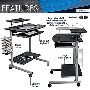 Techni Mobili Compact Computer Cart With Storage, Graphite