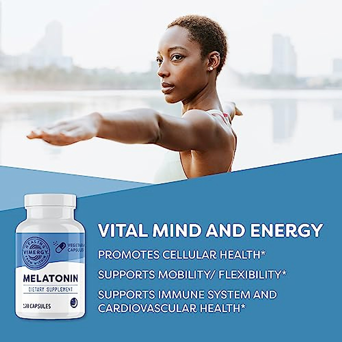 Vimergy Melatonin Capsules, 120 Servings – Natural Sleep Aid – Sleep Supplement – Helps You Fall Asleep Faster & Stay Asleep Longer - Non-GMO, Gluten-Free, Kosher, Soy-Free, Vegan, Paleo