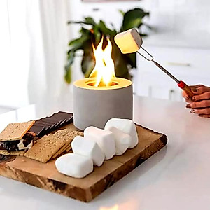 MTAPF® Tabletop Firepit Indoor/Outdoor Table Top Fire Pit with Skewers Smokeless Tabletop Fireplace Bio Ethanol Fuel Real Flame for Balcony, Smores, Includes 2nd Wick(4.6x4.6, White)